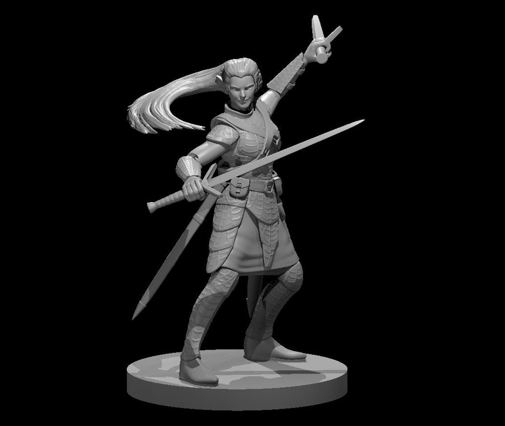 Dungeons & Dragons Drow Female Bladesinger with Longswords Miniature ...