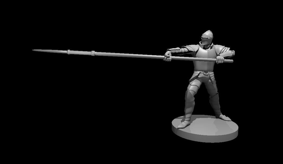 Dungeons & Dragons Human Helmed Fighter with Lance Miniature ...