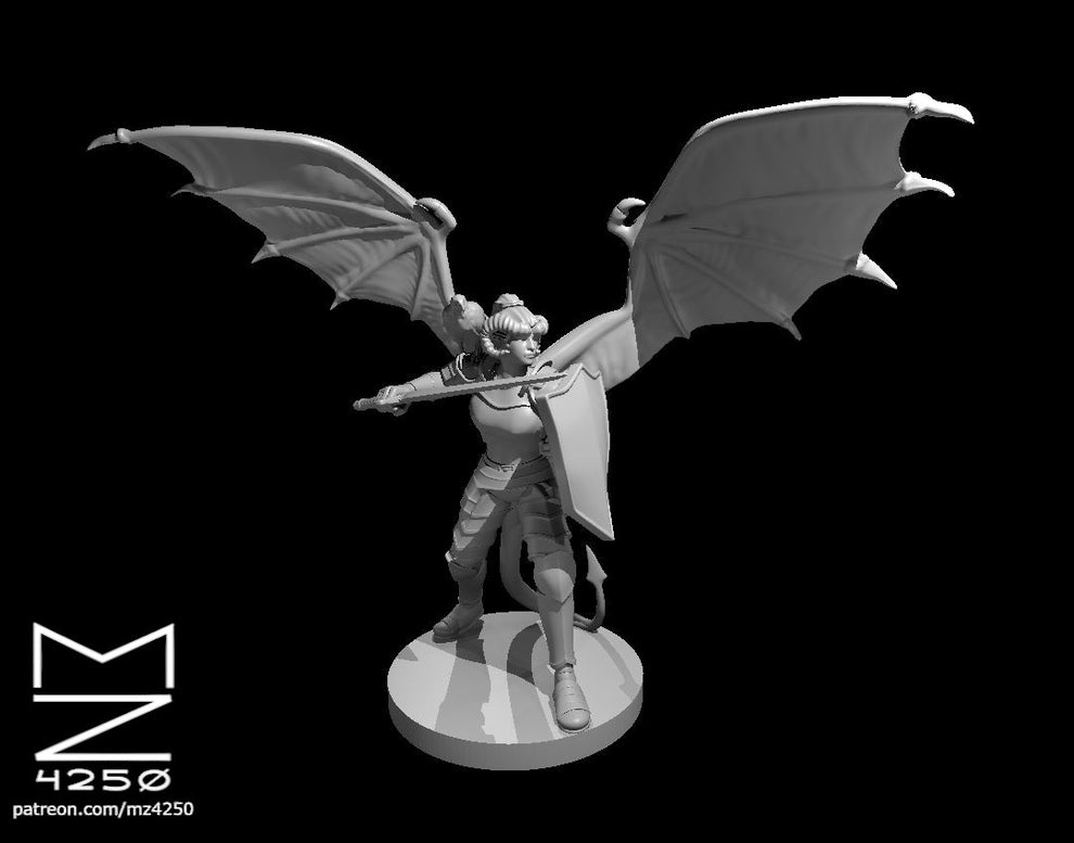 Dungeons & Dragons Tiefling Female Paladin Winged Miniature ...